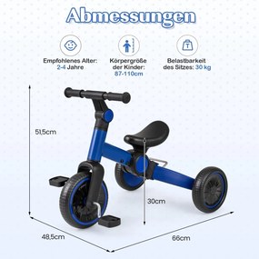 Costway Dětské kolo 5-in-1 dětské balanční kolo s odnímatelnými pedály