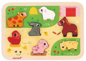 Dřevěné vkládací puzzle 3D - Zvířátka na farmě