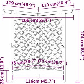 Rohová pergola s lavicí 166 x 81 x 174 cm impregnovaná borovice 318418