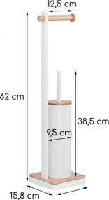 Erga Luki, držák na toaletní papír a WC kartáč 2v1, bílá-hnědá, ERG-YKA-P.LUKI-WHT