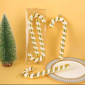 Sada vánočních ozdob na stromeček, Candy cane, lízatko, 2ks, 24cm, různé barvy na výběr Barva: Zlatá