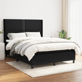 Box spring postel s matrací černá 140x200 cm textil,  3131355