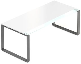 Stůl Creator 200 x 90 cm, grafitová podnož, 2 nohy, bílá