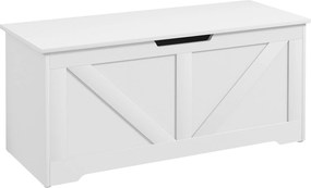 HOMCOM Úložná lavice se zabezpečovacím pantem, úložná lavice na hračky, kapacita 127L, 100x40x45 cm, bílá | Aosom
