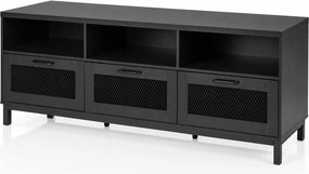 Costway Televizní stolek 160 cm se 3 přihrádkami, černý