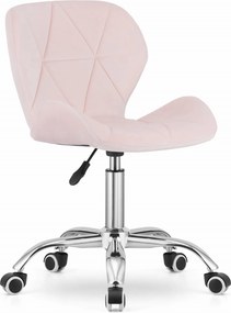 Set do pracovny ZARIMO stůl 80x40 cm, bílá + křeslo AVOLA VELVET, světle růžové