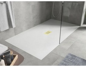 Mexen Hugo, obdélníková sprchová vanička SMC 200 x 100 cm, bílá, zlatá krytka, 42101020-G
