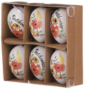 Vajíčko plastové, květinový vzor, 6cm. Cena za krabičku (6ks) VEL7009
