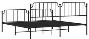 Kovový rám postele s hlavovým a nožním čelem černý 200 x 200 cm - Default Title