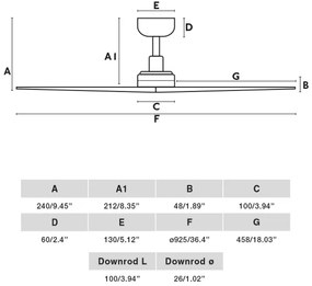 FARO 34284 - Stropní ventilátor KLIM S borovice/černá pr. 92,5 cm + DO