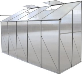 Zahradní skleník ke stěně, polykarbonát, 122x313x199 cm, MABON TYP 3