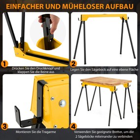 Costway 2 Pack Skládací pila Horses Kompaktní stojan na elektrické nářadí Balení