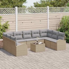 Sada zahradních pohovek 10 ks Beige a světle šedá polyratan 3354879