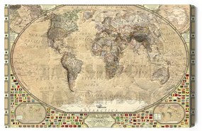 Obraz Vintage Mapa Světa Nedostatek Nedostatek Přírodní plátno 40x30