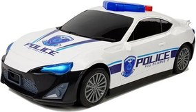LEAN Toys Policejní auto, úložný prostor, garáž 2 v 1, policista, malá autíčka, zvuky, světla