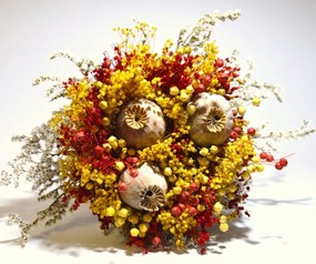Kytice ze sušených květin S MAKOVICEMI