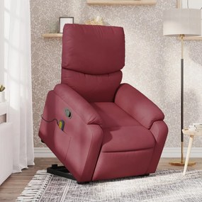 Zvedací masážní polohovací křeslo vínové textil 3204839