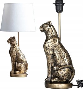 Lampa Noční Lampa Glamour Stolní Zlatá Leopard Lev 40 cm E27