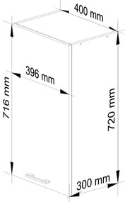 Závěsná kuchyňská skříňka Olivie W 40 cm bílo-černá