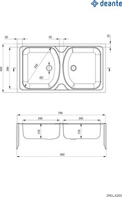 Deante Dřez Techno 2 komory, nerez - ZMU 3200