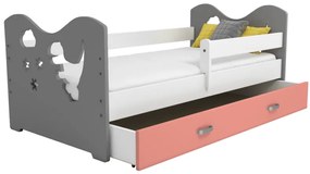ImportWorld Dětská postel Magdaléna 80x160 B3, šedá/růžová + rošt a matrace