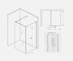 design sprchový kout WALK-IN DOPORRO BREMEN L 70-140cm