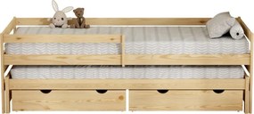 Postel s přistýlkou a úložným prostorem, 90x200, přírodní, ELARA Kondela 0000412691