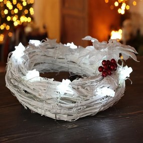 LED světýlka na baterie, hvězdičky, 1,8 m, ledově bílá, čirá barva kabelu, IP20, 2 × AA