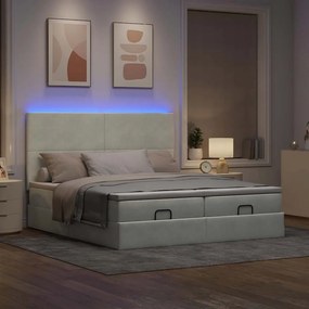 Osmanský rám postele s matracíes světle šedá 180x200cm samet 3314603