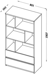 Regál Alpina 4, dub/bílá
