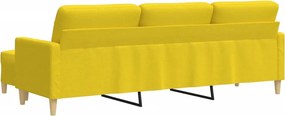 3místná pohovka s podnožkou světle žlutá 210 cm textil 3278254