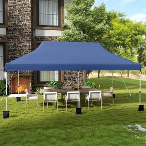 Costway Výsuvný stan s baldachýnem na akce s taškou – 300 × 600 cm, modrý