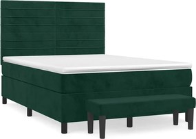 Box spring postel s matrací tmavě zelená 140x190 cm samet 3137902