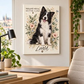 Foto obraz z vlastní fotky na plátno – Moderní akvarelový portrét mazlíčka z fotky Rozměry obrazu: 20 x 30 cm