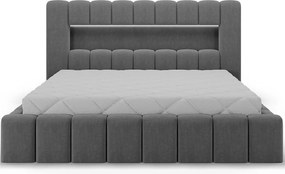 Šedá čalouněná dvoulůžková postel s úložným prostorem s roštem 180x200 cm Lamica – ELTAP