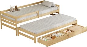 Postel s přistýlkou a úložným prostorem, 90x200, přírodní, ELARA Kondela 0000412691