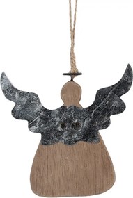 Závěsná dřevěná figurka anděl se srdíčkem Angel Rustic - 10*2*10 cm