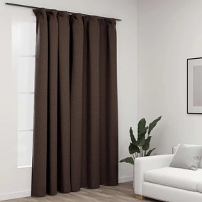 vidaXL Zatemňovací závěs s háčky vzhled lnu taupe 290 x 245 cm