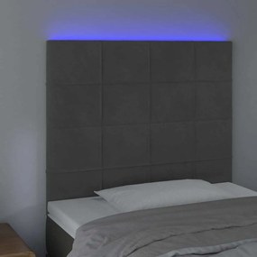 vidaXL Čelo postele s LED 80x5x118/128 cm samet [3122459] Barva: Černá