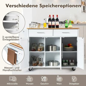 Costway Kuchyňský ostrůvkový servírovací vozík kuchyňský vozík s kolečky
