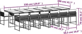 13dílný zahradní jídelní set s poduškami hnědý polyratan 3211485