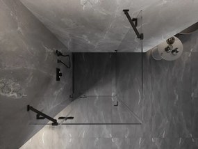 Mexen Lunar, výklopný sprchový kout levý 70 x 70 cm, 8mm čiré sklo, černý profil, 834-070-070-70-00-L