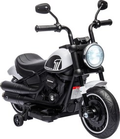 Dětská motorka HOMCOM - Elektrická motorka pro děti s 2 odnímatelnými tréninkovými koly, 3 km/h, pro děti od 1,5 do 3 let, Bílá, 76 x 42 x 57 cm