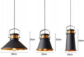 Toolight - Stropní svítidlo ASTI ABC 3xE27, černá-zlatá, OSW-00182