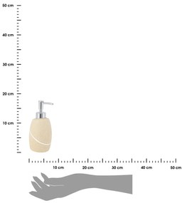 Dávkovač mýdla Caldarela, písková/s chromovými prvky, 240 ml