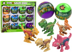 LEAN Toys Sada 12 kusů barevných dinosauřích vajec na šroubování