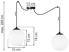 Závěsné svítidlo FLORENCE SPIDER, 2x bílé skleněné stínítko