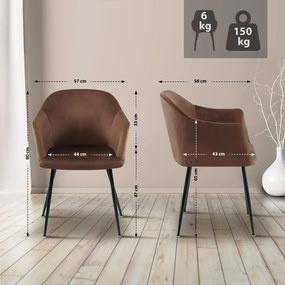 Jídelní židle Jaysie samet – hnědá