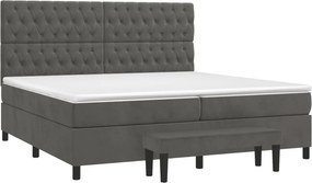 Box spring postel s matrací tmavě šedá 200x200 cm samet 3138044