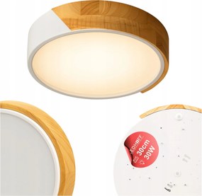 Stropní svítidlo Stropní Svítidlo Led Dřevo Bílá kulatý 30 cm 30 W Neutrální do obývacího pokoje